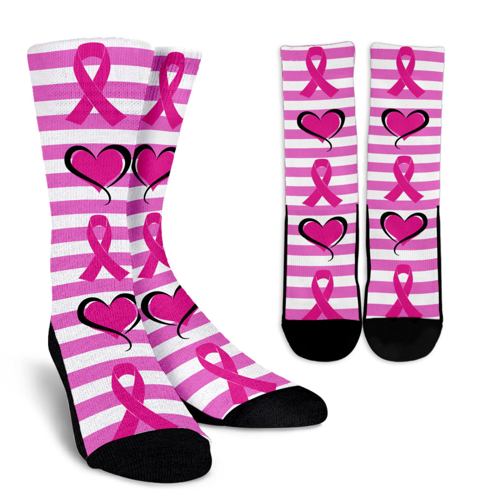 Hearts and Pink Ribbons Socks – Combat Breast Cancer