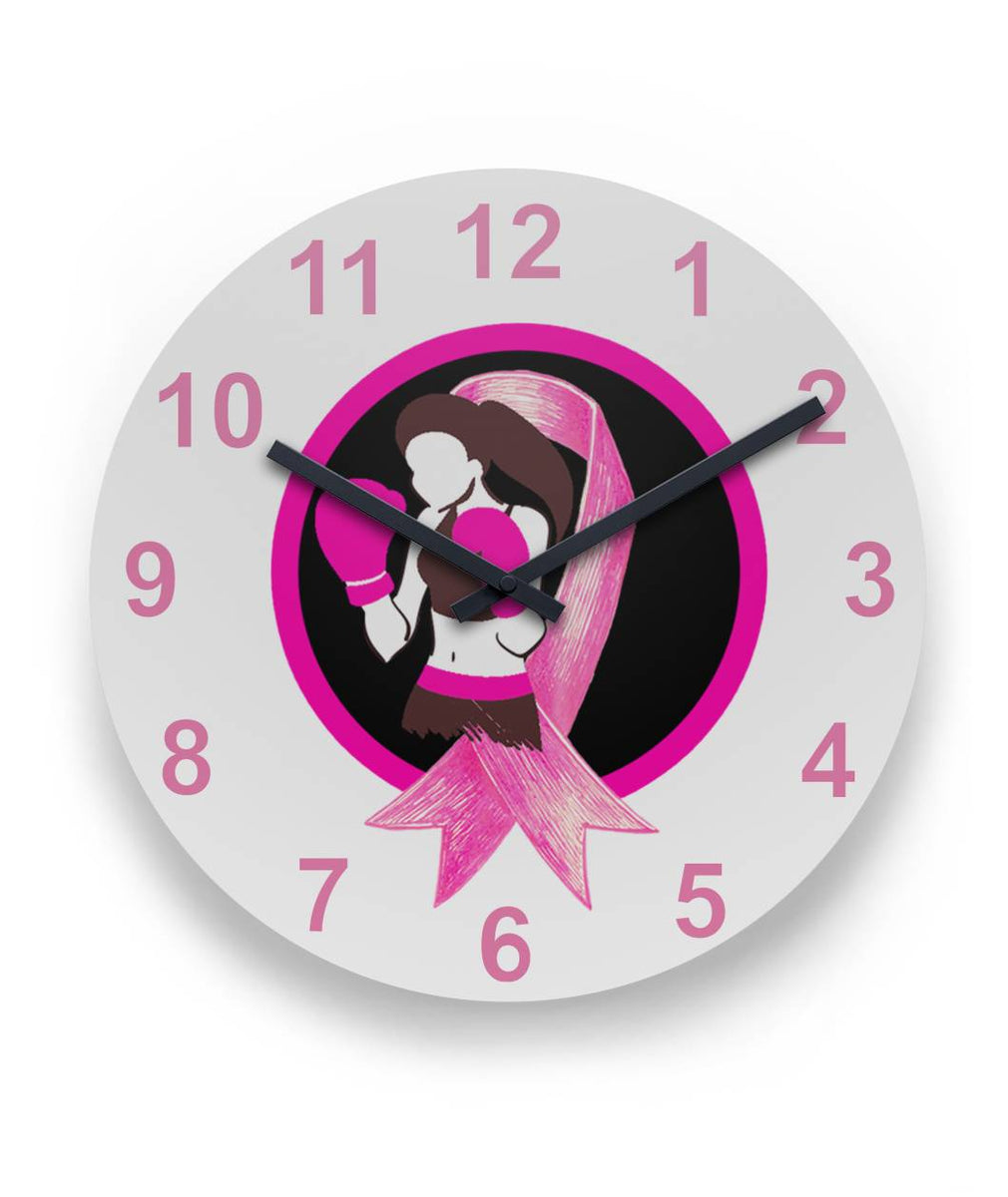 Pink Ribbon Fighter Wall Clock – Combat Breast Cancer