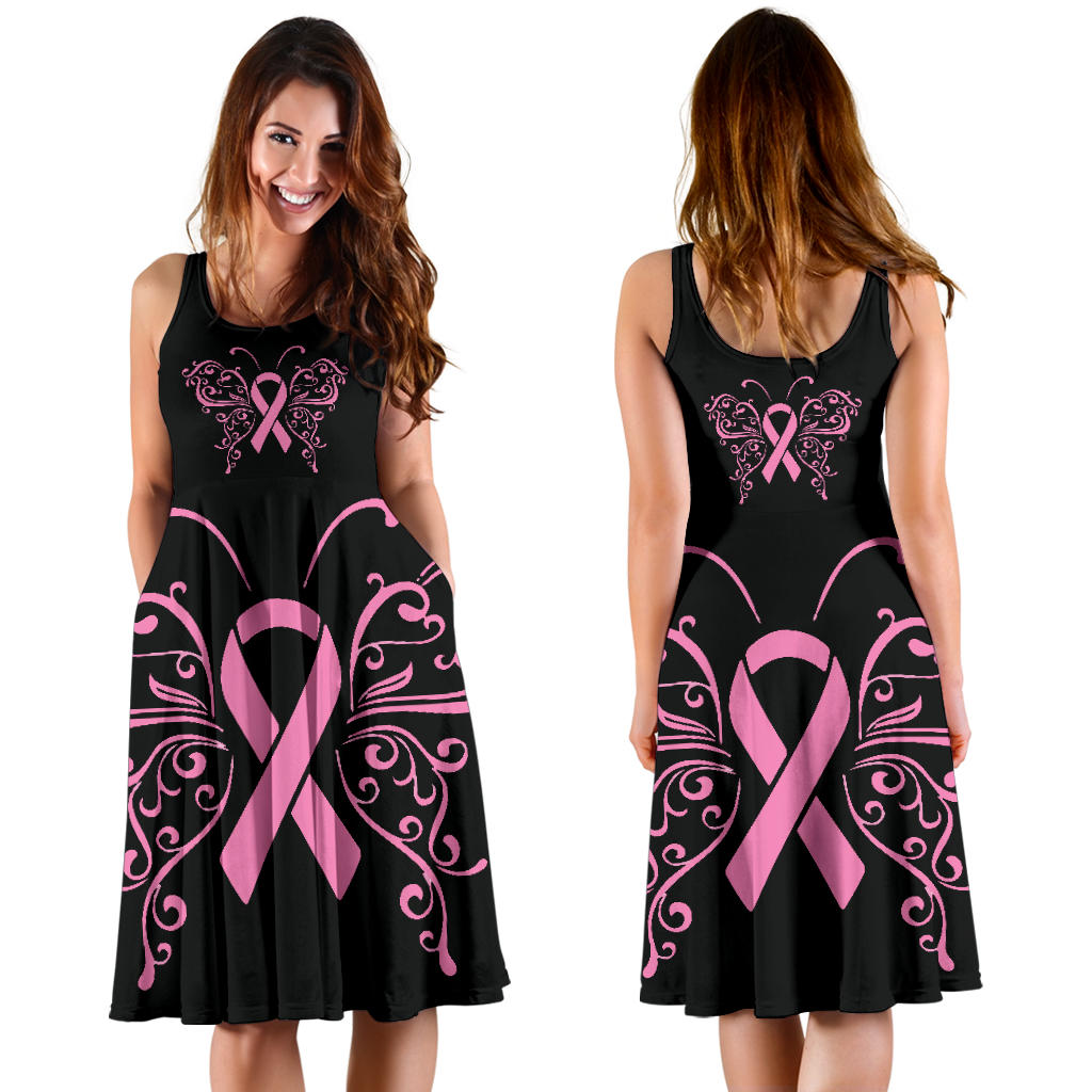 BUTTERFLY PINK RIBBON WOMEN'S DRESS – Combat Breast Cancer
